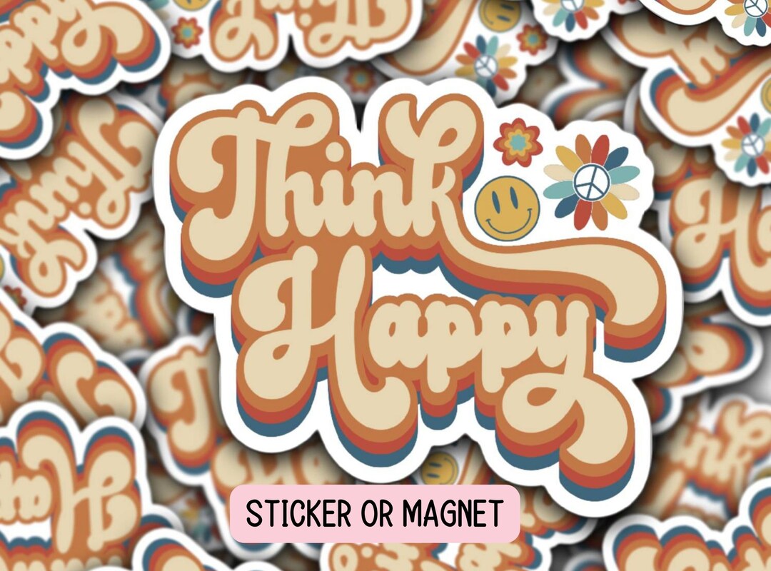 Retro Sticker Positive Thoughts Sticker Hippie Sticker Vintage Sticker ...