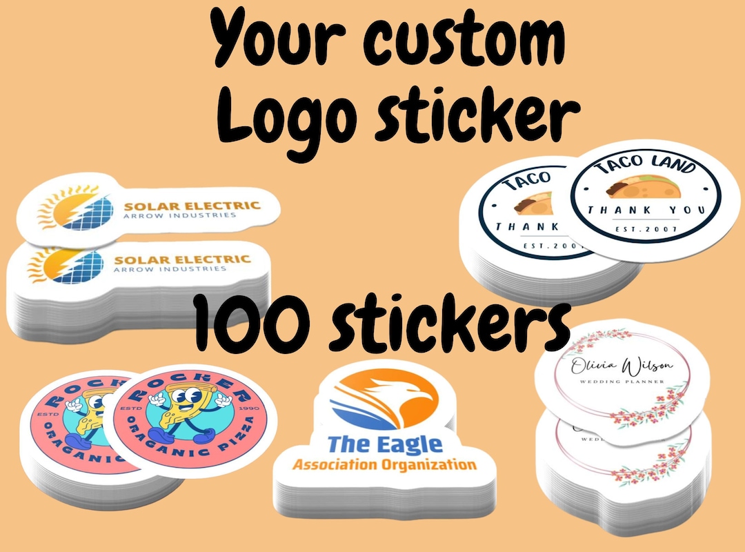 100 Custom Logo Stickers, Print and Cut Any Design, Laminated Custom ...