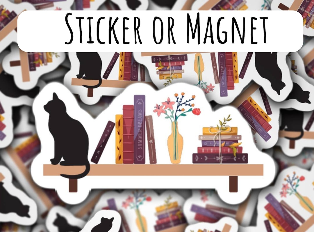 Cats and Books Sticker, Book Lover, Cat Lover, Cat Lady, Book Worm ...