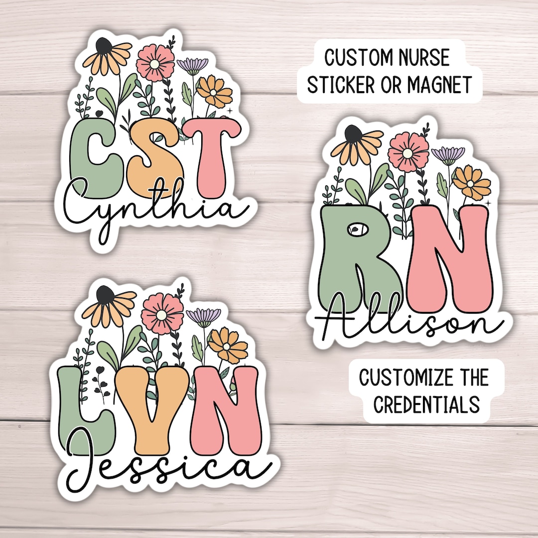 Registered Nurse Custom Nurse Sticker Name Personalized Nurse Magnet RN ...