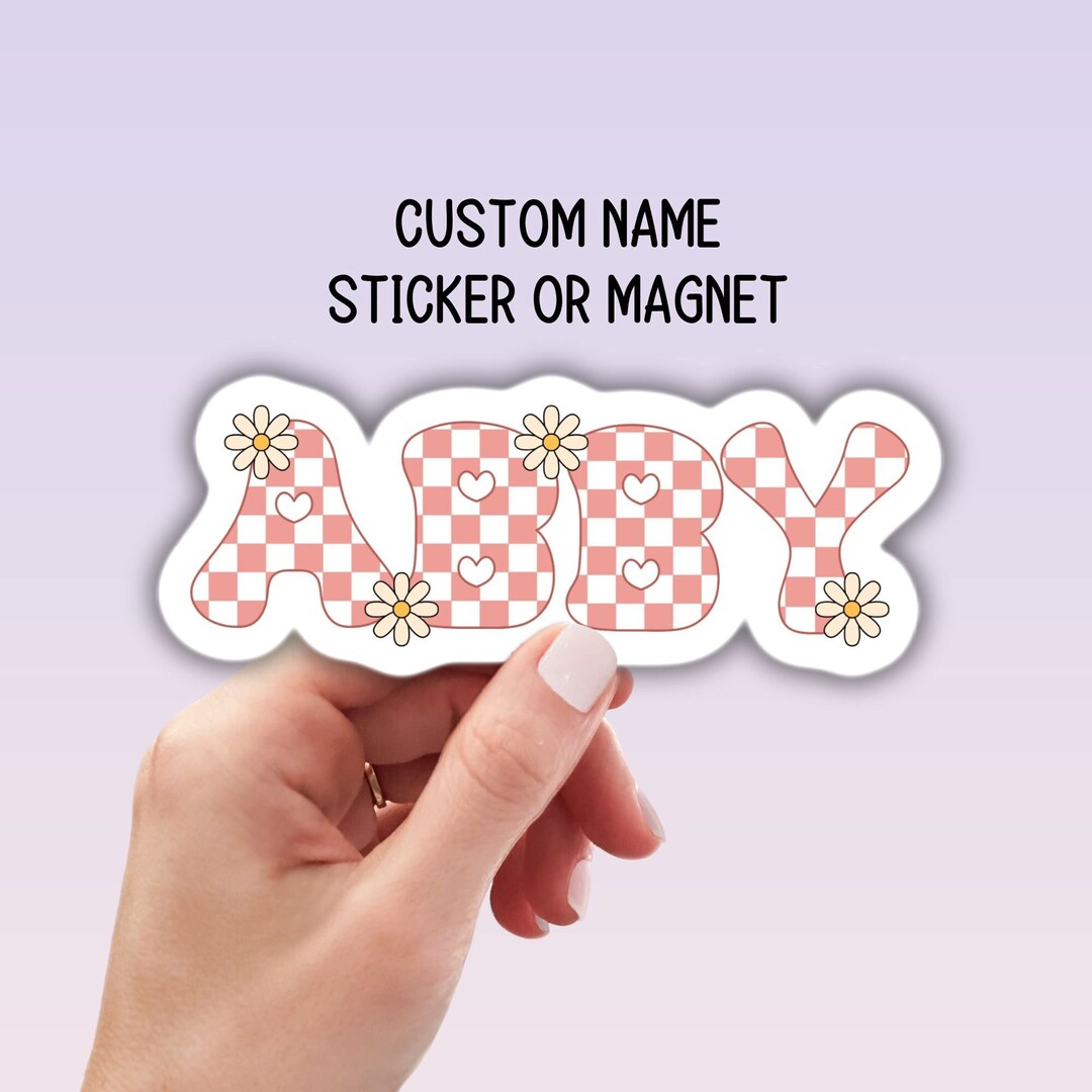 Personalized Name Retro Name Sticker Custom Name Sticker Floral Name ...