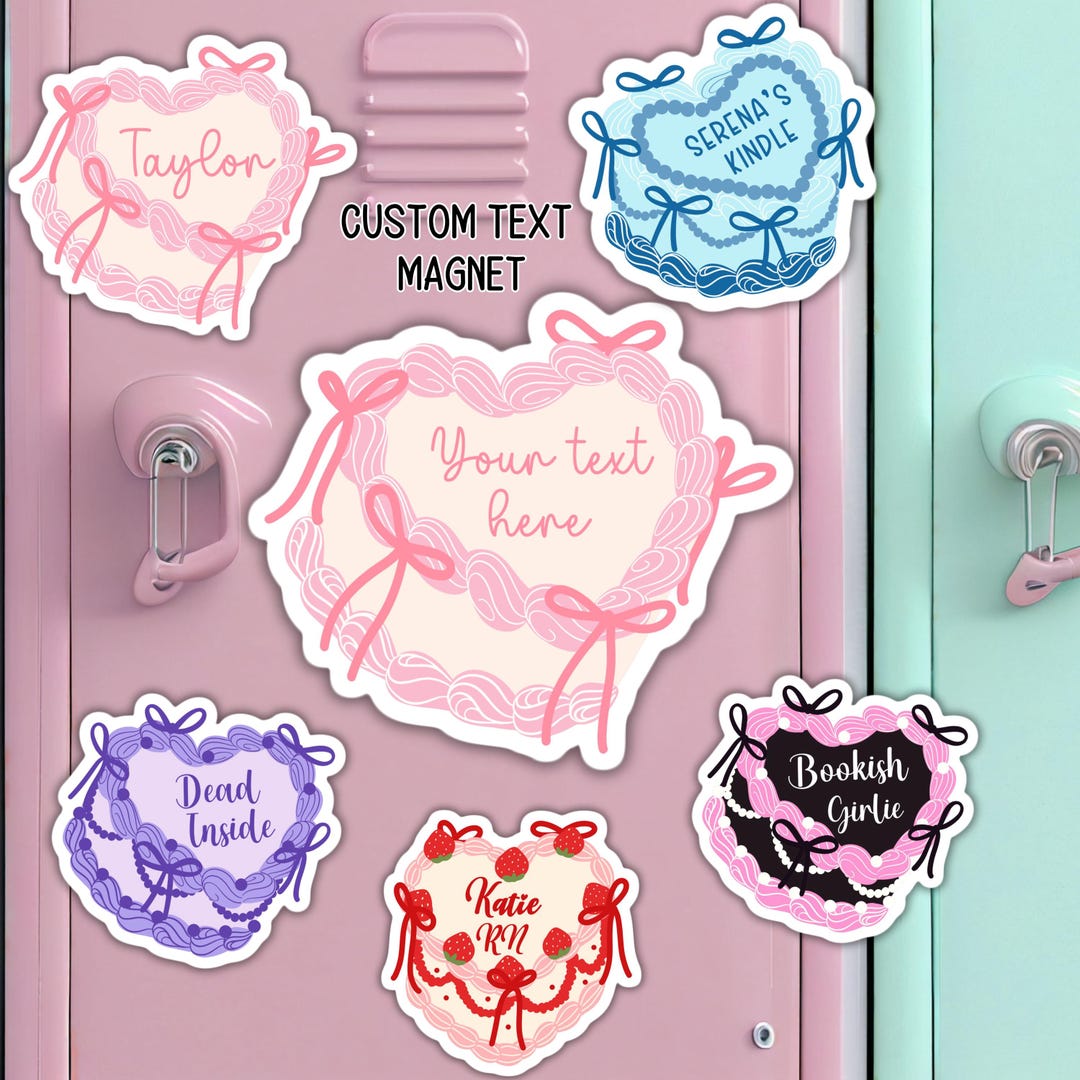 Coquette Magnet Custom Text Pink Bow Girlie Personalized Locker Decor ...