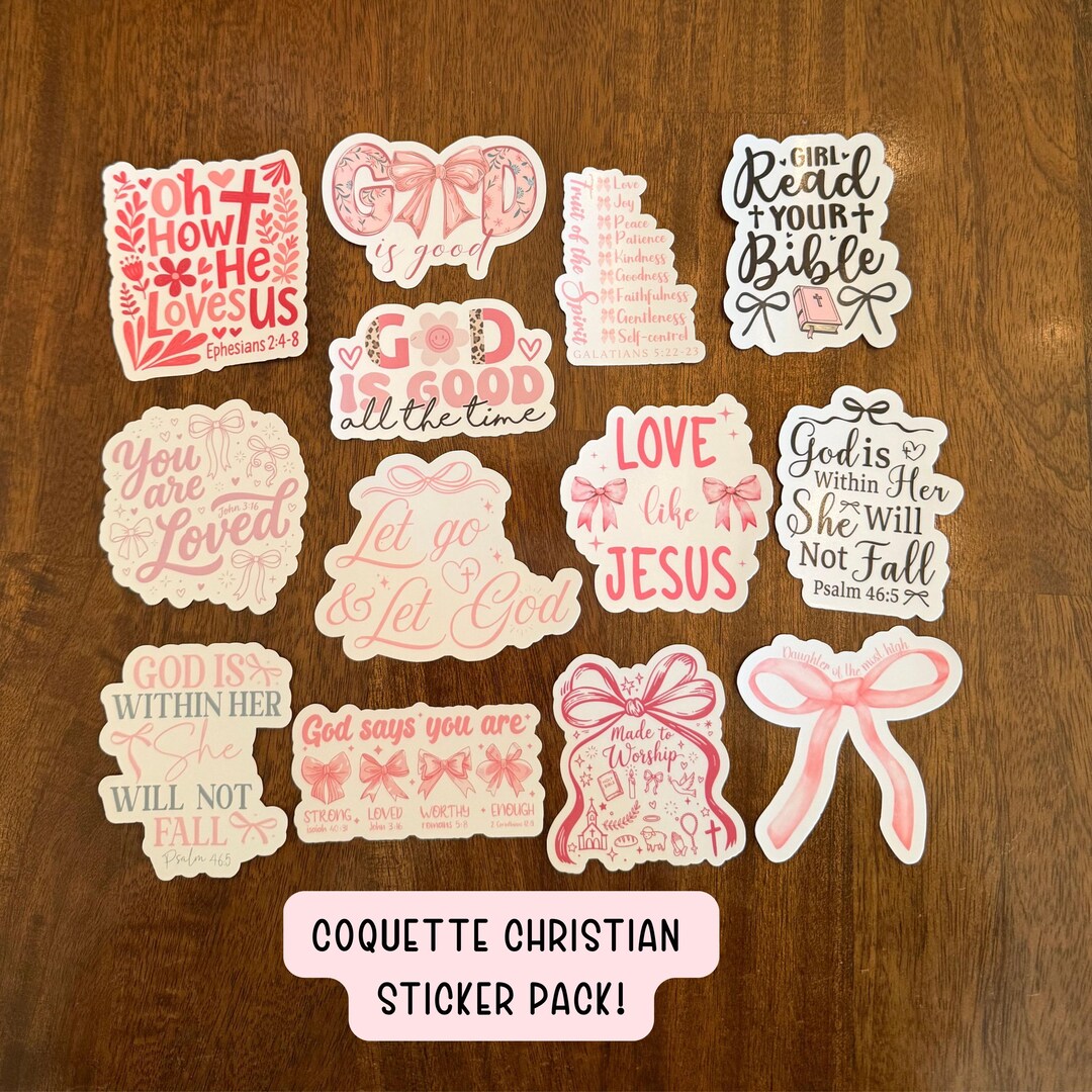Coquette Christian Sticker Pack God You Are Loved Bible Verse Faith ...