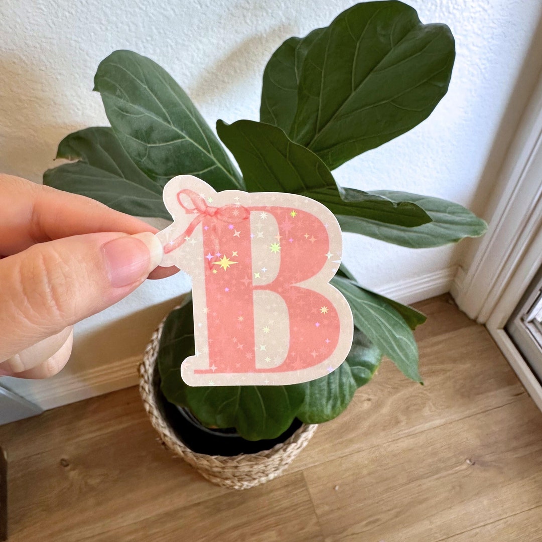 Coquette Monogram Sticker for Girly Girl Ribbon Bow Initial Sticker ...