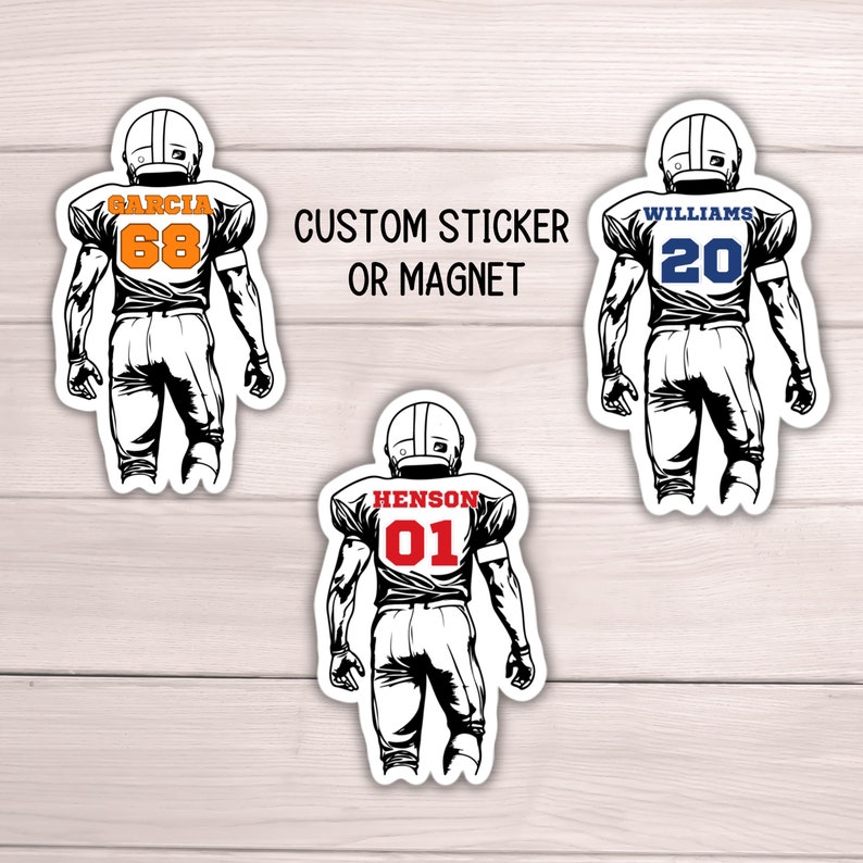 Football Player Custom Sticker Magnet Football Team Gifts Football Team ...