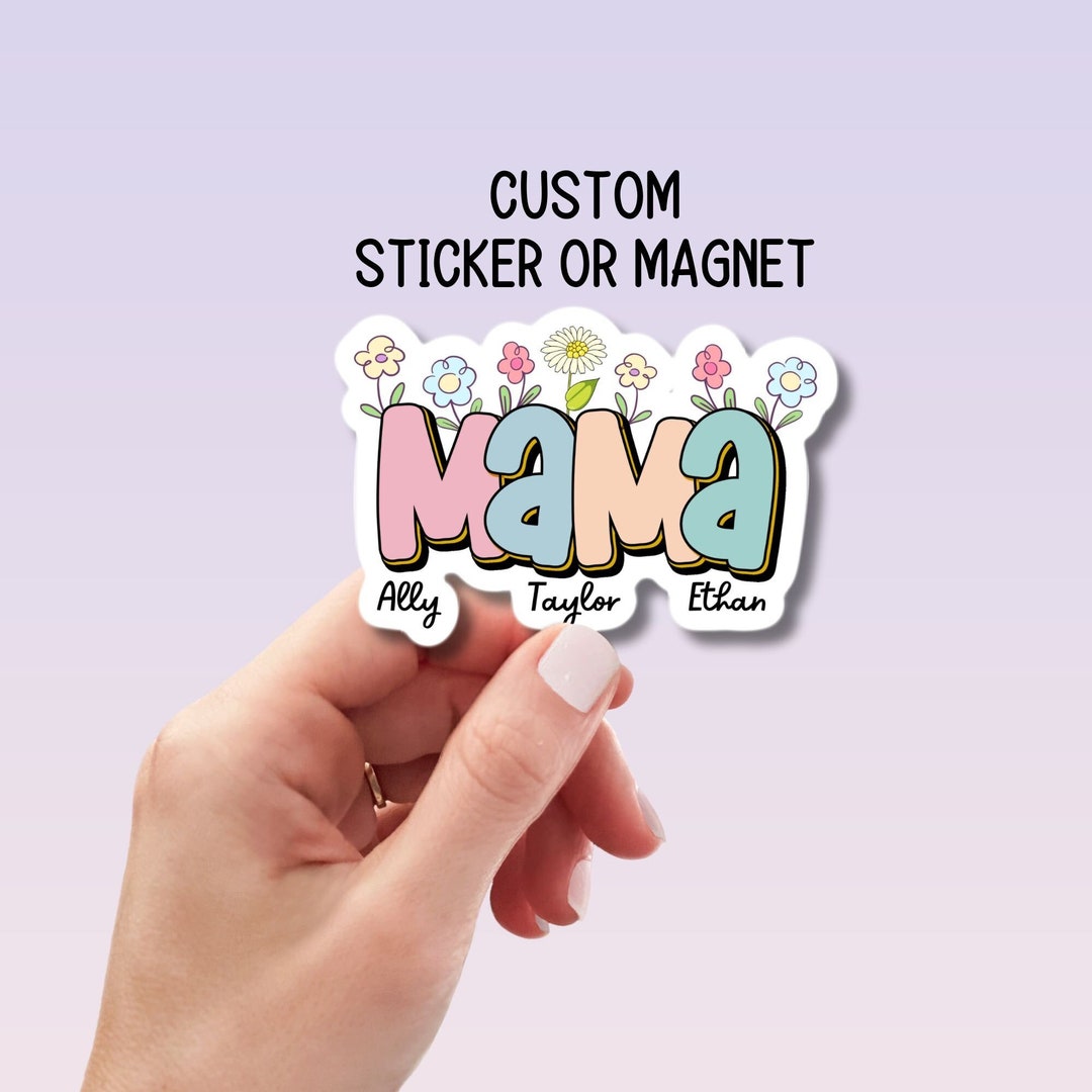 Personalized Mama Magnet Name Sticker Mother Groovy Sticker Mom Sticker ...