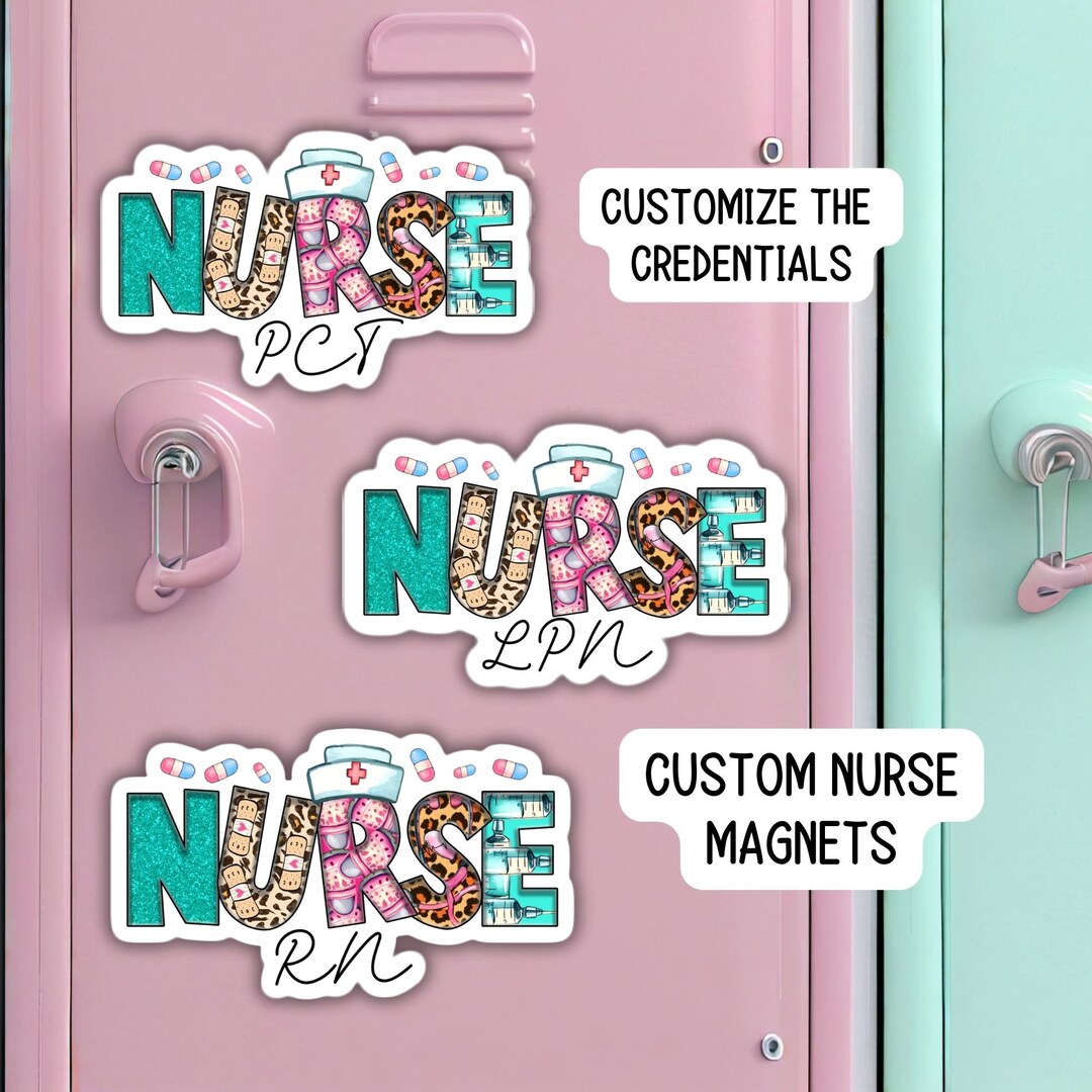 Registered Nurse Custom Nurse Name Personalized Nurse Magnet Sticker RN ...