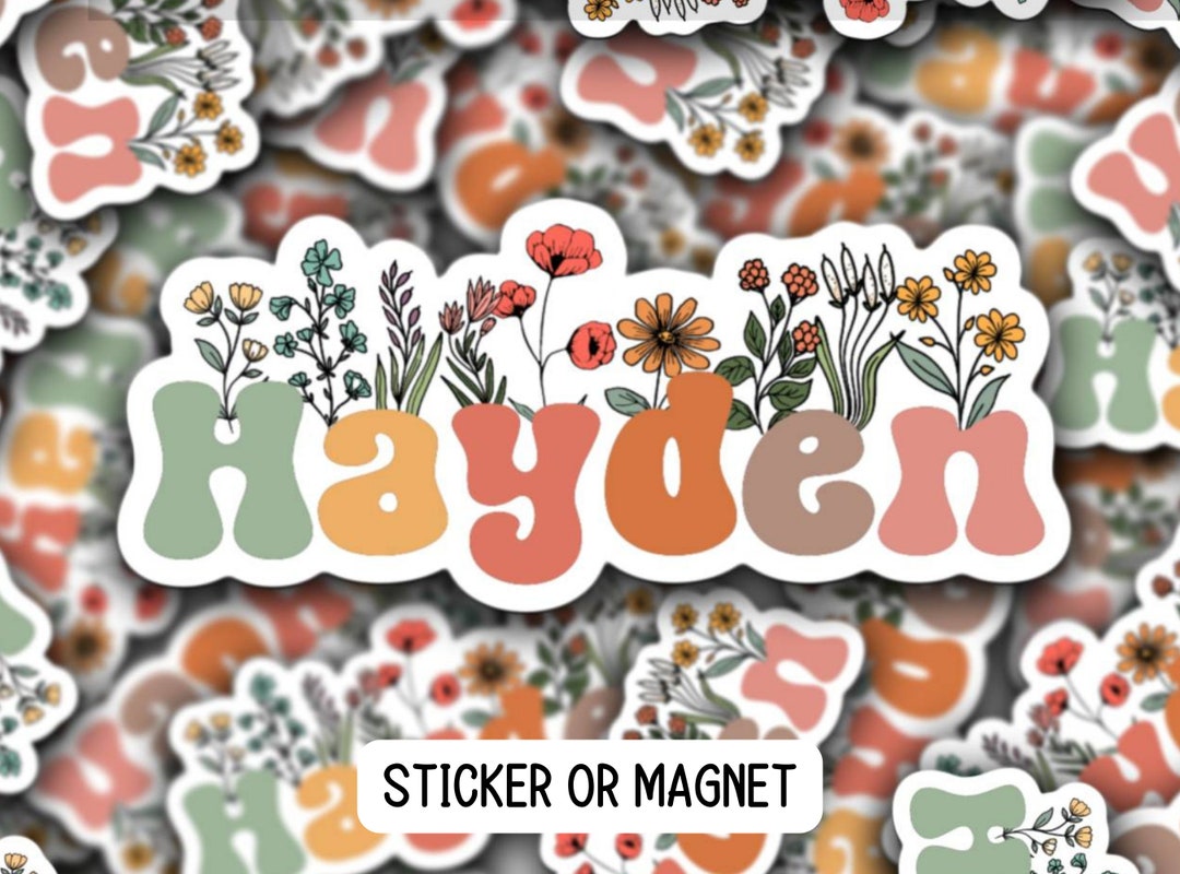 Retro Floral Name Sticker Personalized Name Stickers Custom Name ...