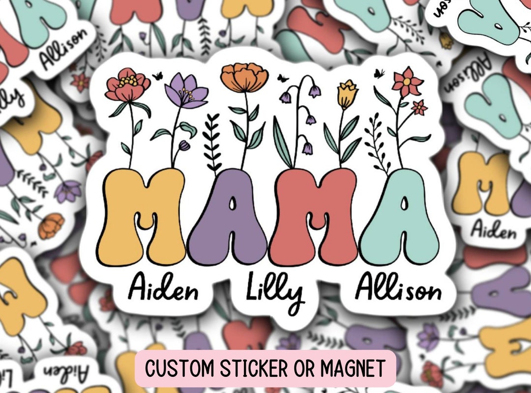 Personalized Mama Sticker Name Sticker Floral Boho Sticker Mom Sticker ...