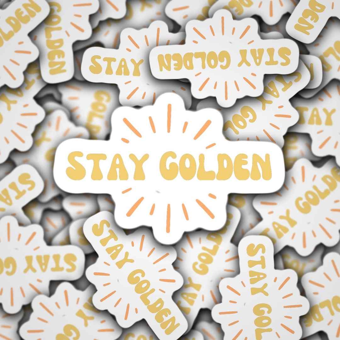 Stay Golden Sticker, Magnet, Sunshine Rays, Yellow Sticker, Locker ...