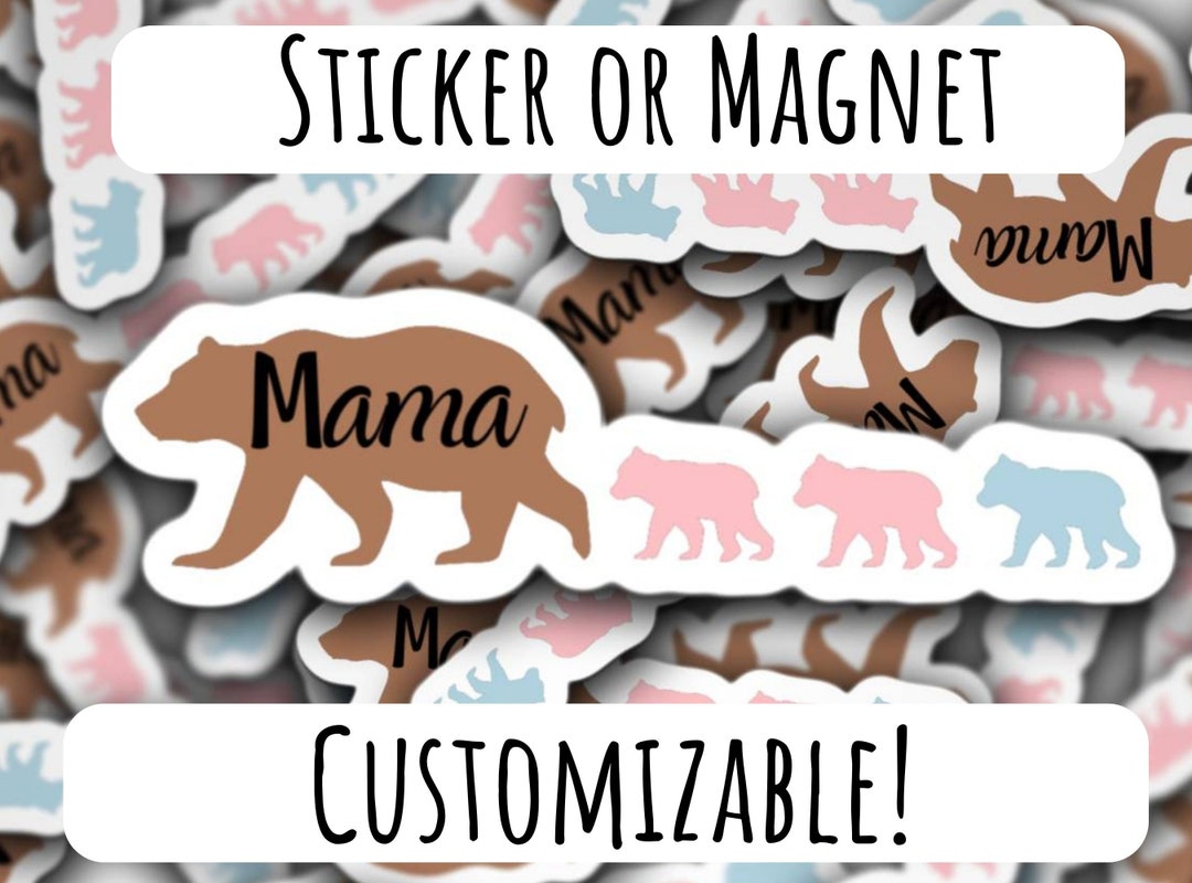 Mama Bear Sticker, Bear Cubs, Custom, Baby Bear, Mama Gift, Water ...
