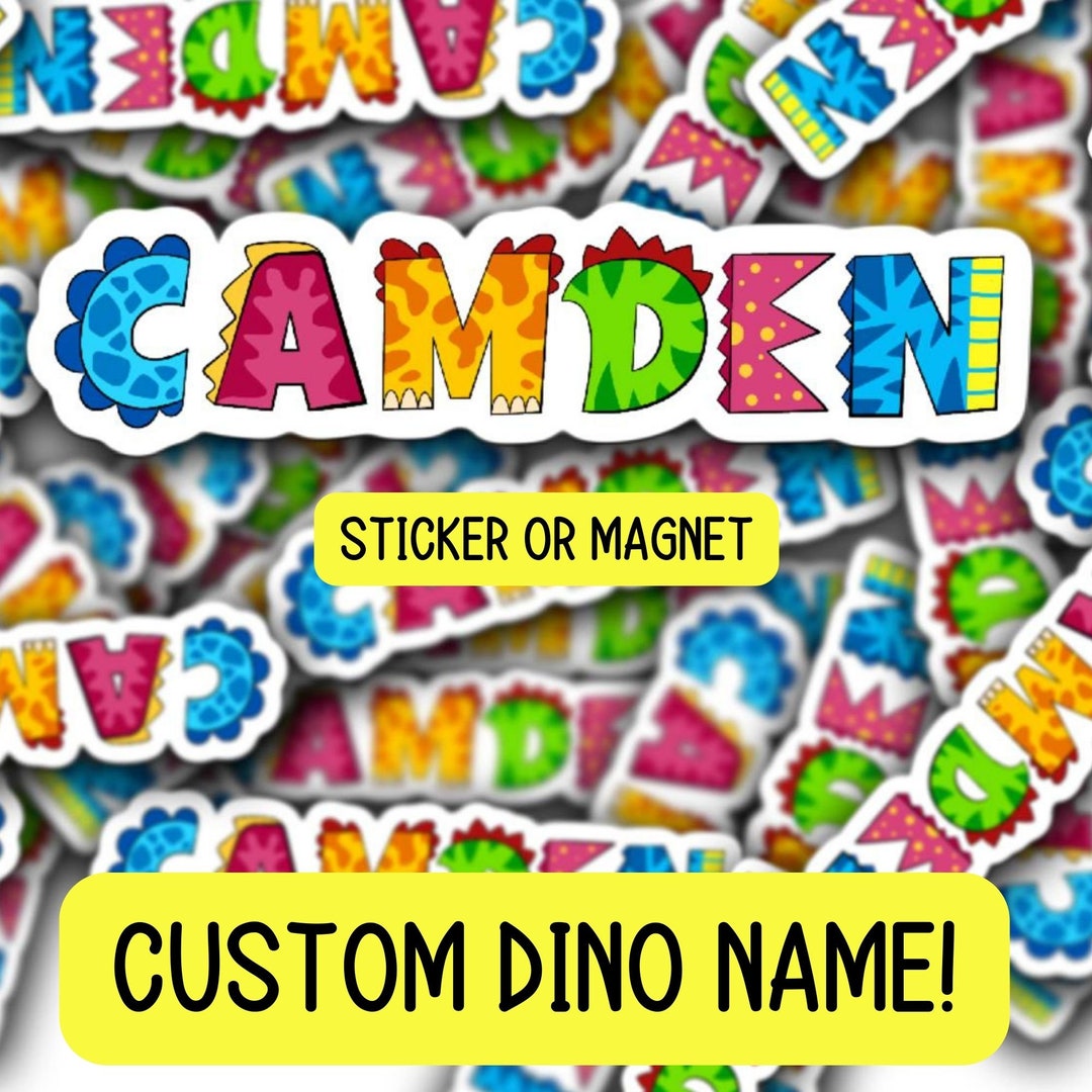 Dinosaur Name, Dino Party Favors, Personalized Name Stickers, Boy Name ...