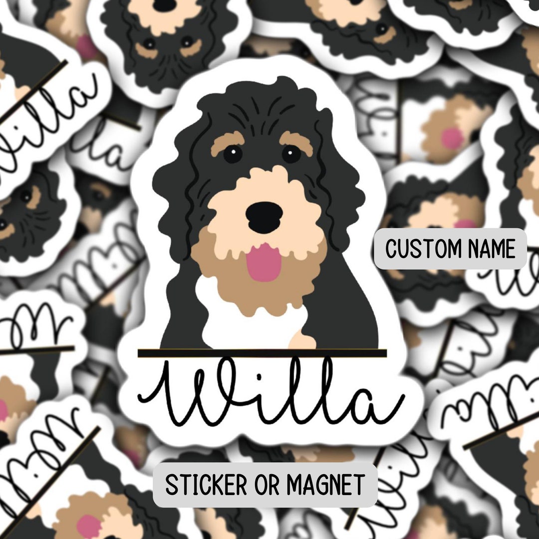 Bernedoodle Sticker, Pet Name Sticker, Doodle Sticker, Goldendoodle ...