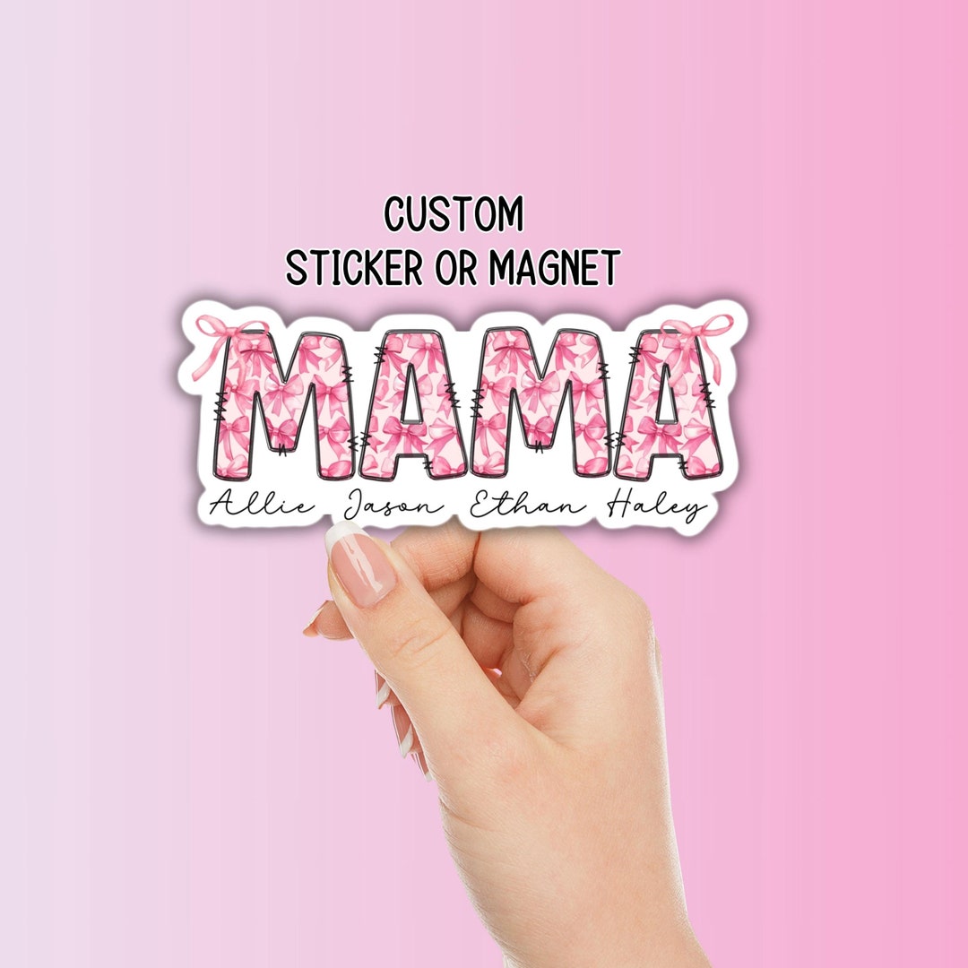 Personalized Mama Sticker Coquette Bows Pink Cutesy Girly Preppy Name ...