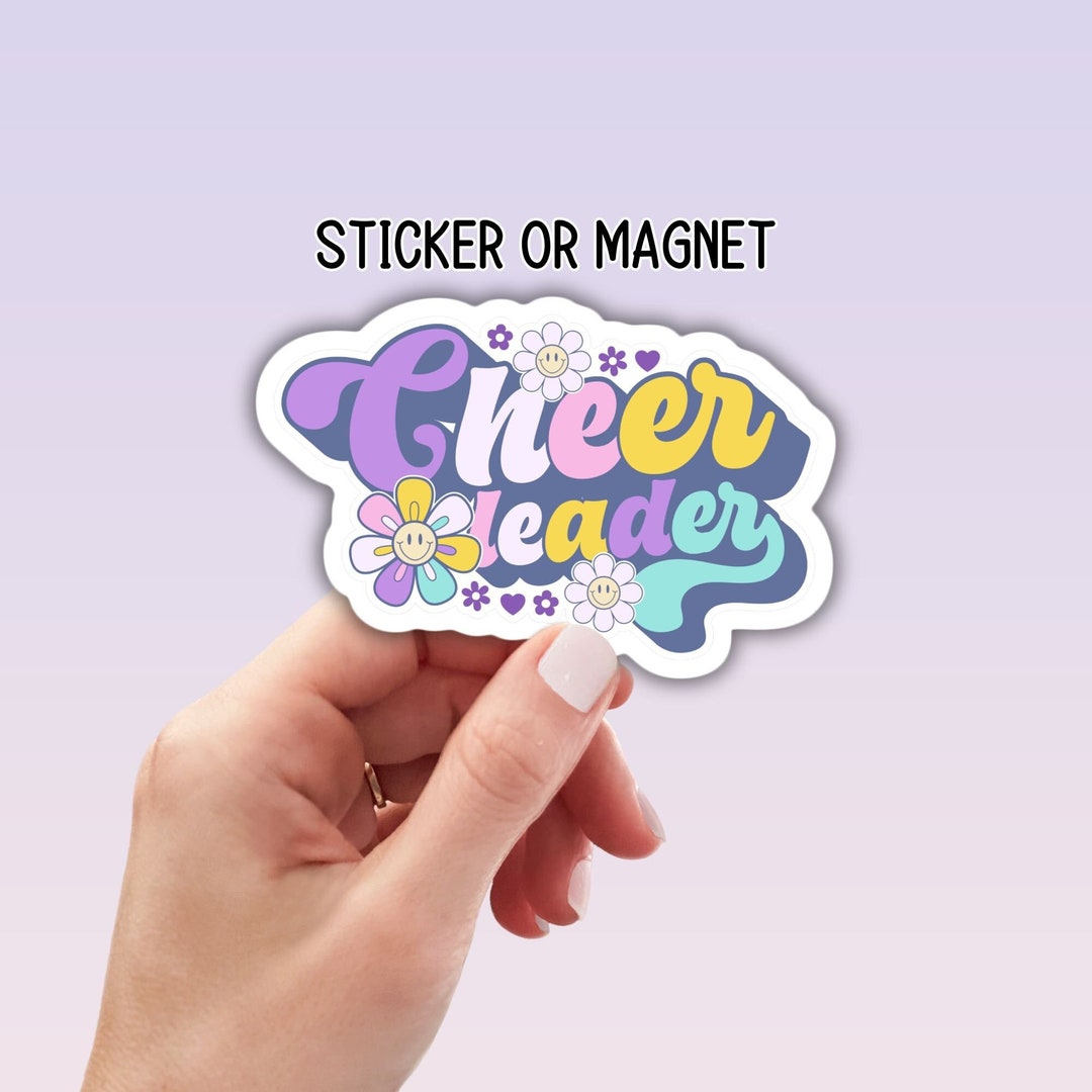 Retro Cheer Leader Sticker, Cheer Magnet, Cheer Magnet, Locker Magnet ...