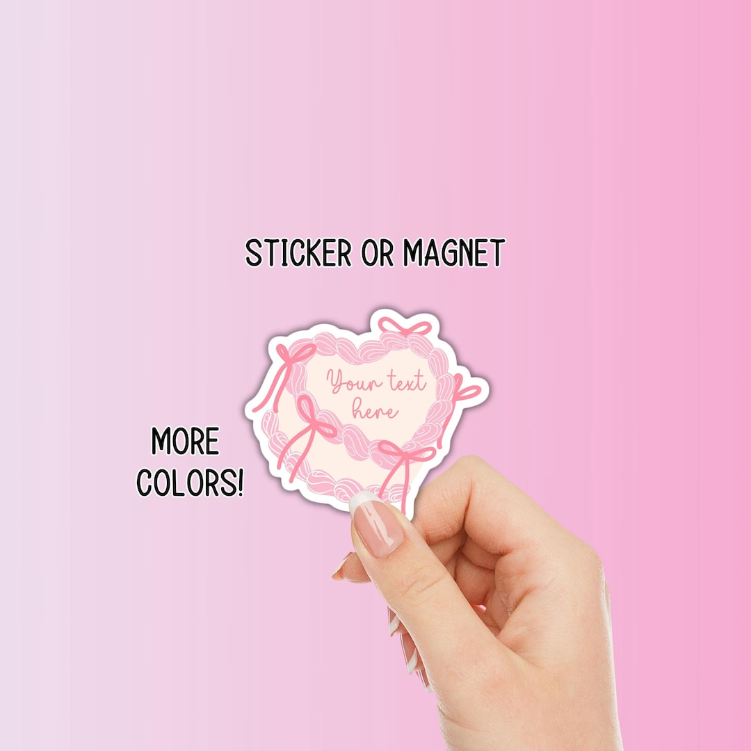 Custom Text Coquette Sticker Magnet Custom Pink Bow Girlie Personalized ...
