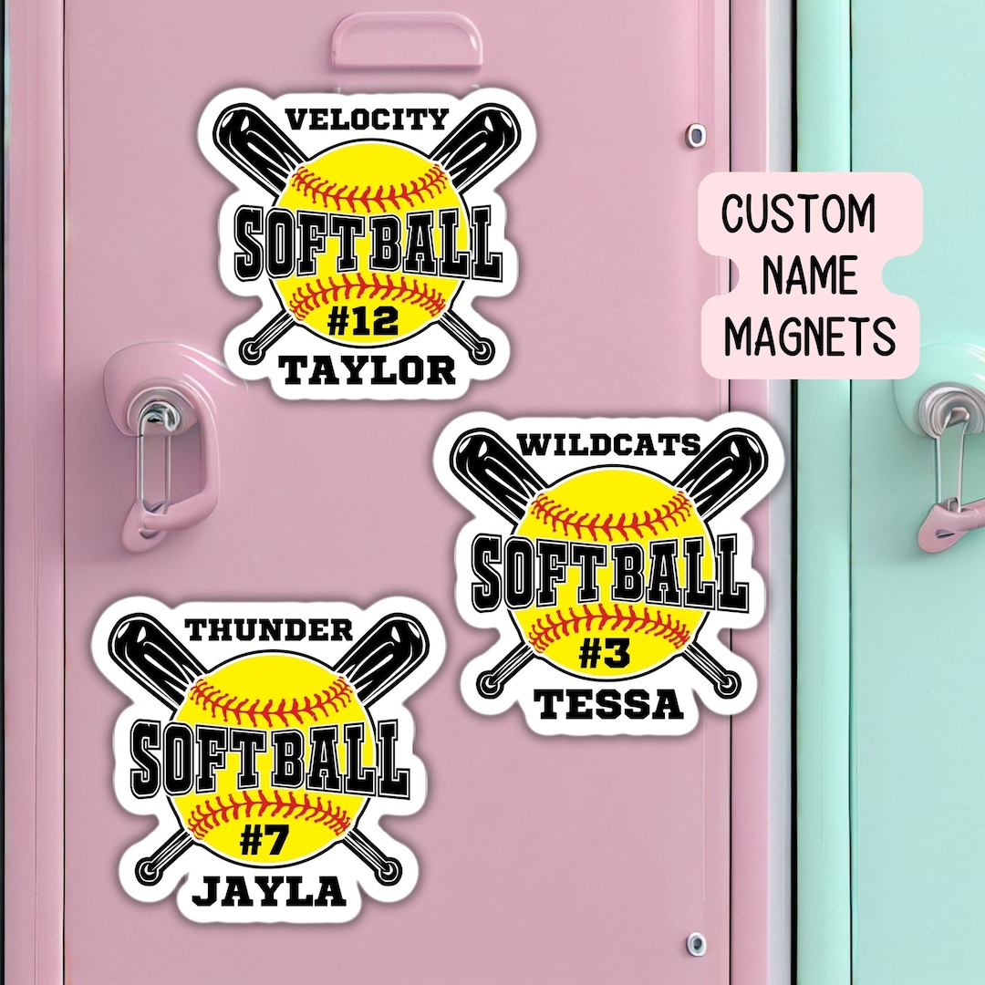 Softball Custom Name Magnet Softball Team Sports Name Personalized ...