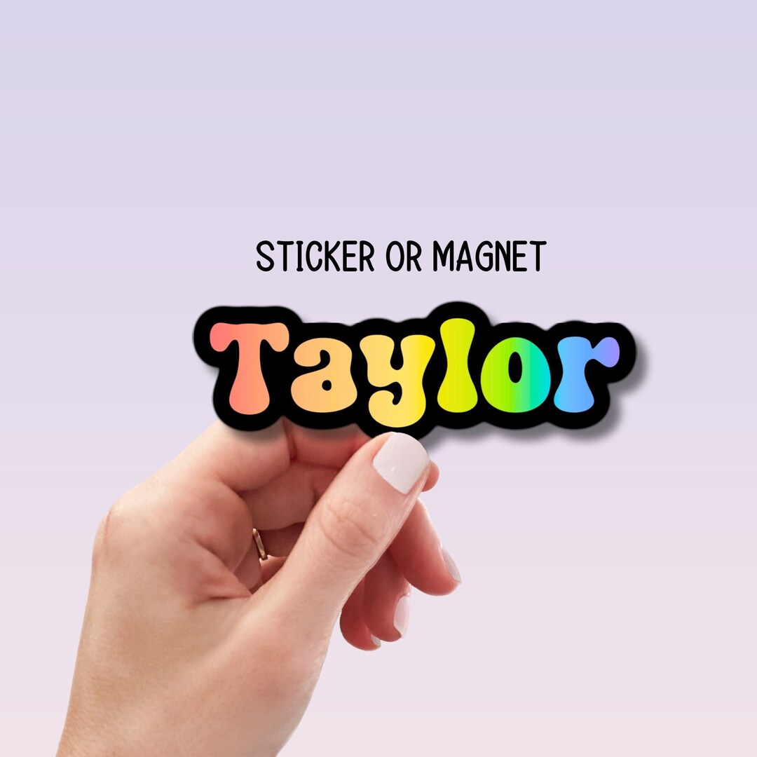 Retro Rainbow Name Sticker Personalized Name Stickers Custom Name ...