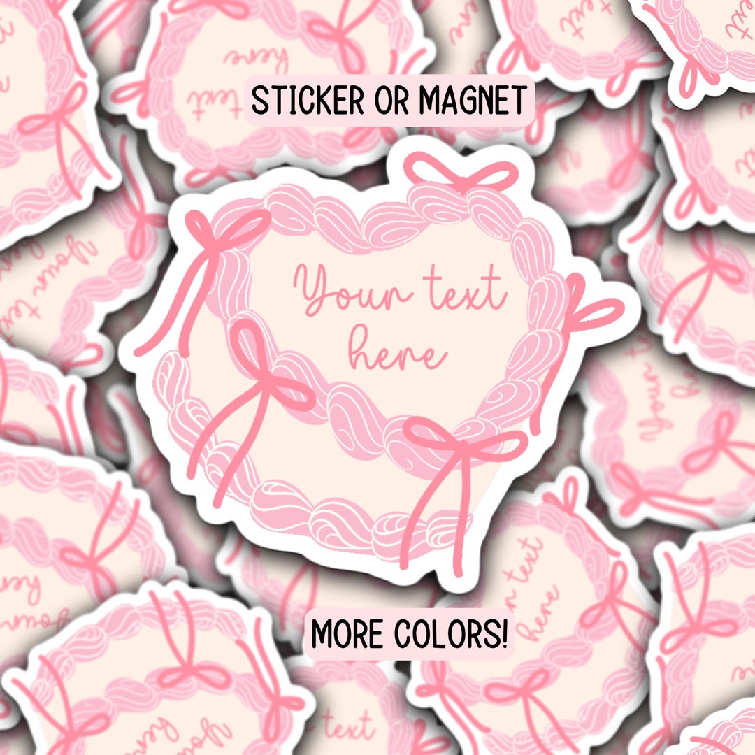 Coquette Custom Text Sticker Magnet Pink Bow Girlie Personalized Locker ...