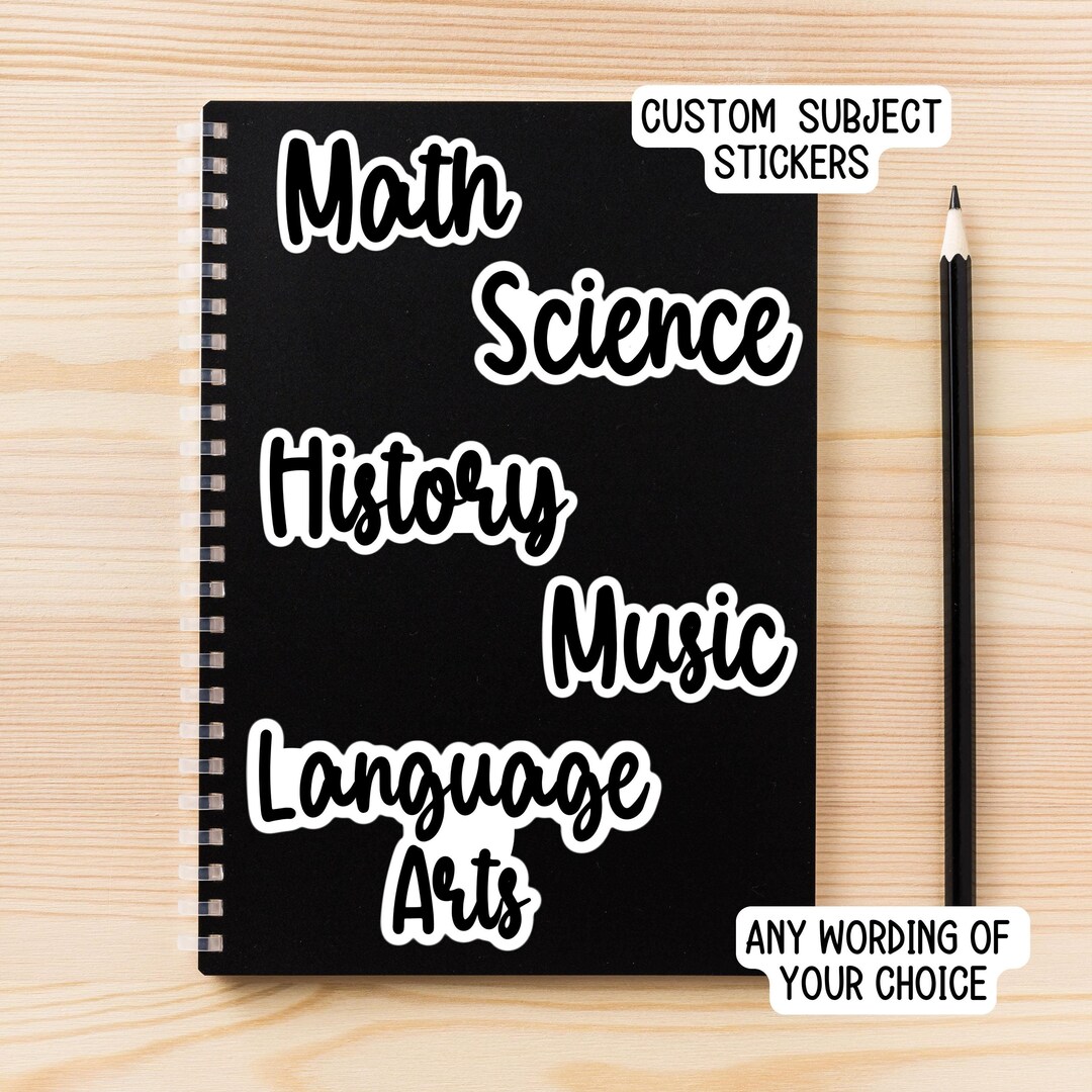 Custom School Subject Label Stickers Notebook Student School Books Back ...
