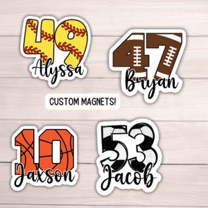 Custom Football Basketball Soccer Softball Baseball Number Magnet Team ...