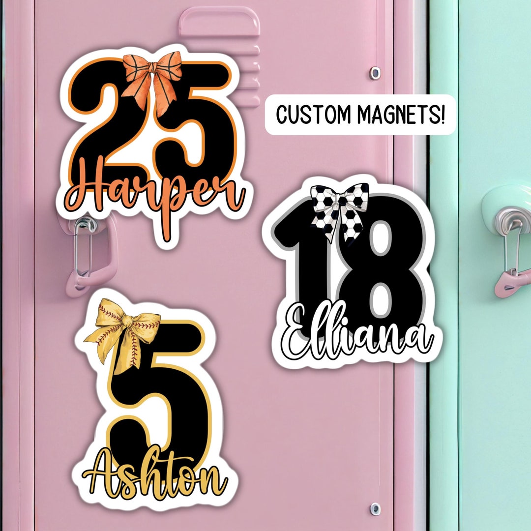 Coquette Basketball Soccer Softball Custom Number Name Magnet Team Gift ...