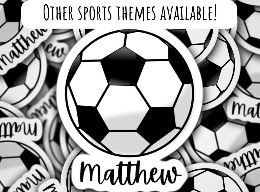 Custom Name Sports Sticker, Magnet, Soccer, Football, Baseball ...