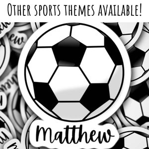 Custom Name Sports Sticker, Magnet, Soccer, Football, Baseball ...