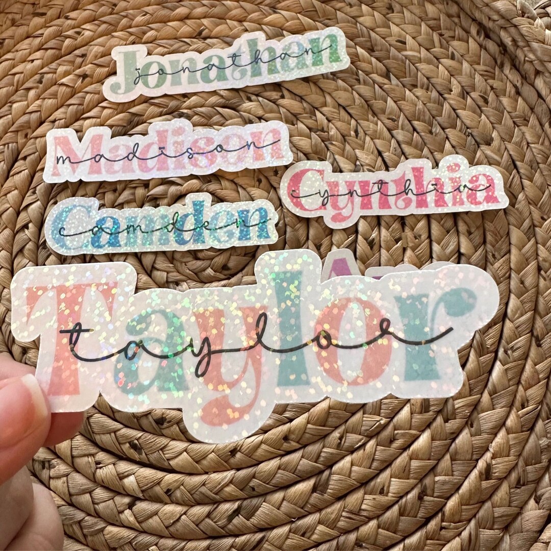 Water Bottle Name Sticker Holographic Kids Name Sticker Custom Name ...