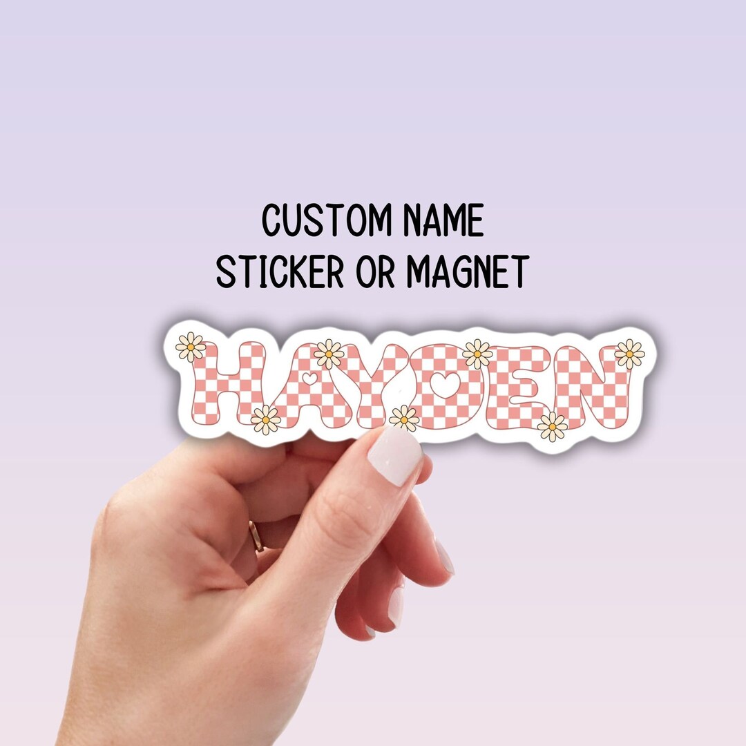 Retro Name Sticker Custom Name Sticker Floral Name Sticker Personalized ...
