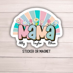 Personalized Mama Magnet Name Sticker Mother Boho Sticker Mom Sticker ...
