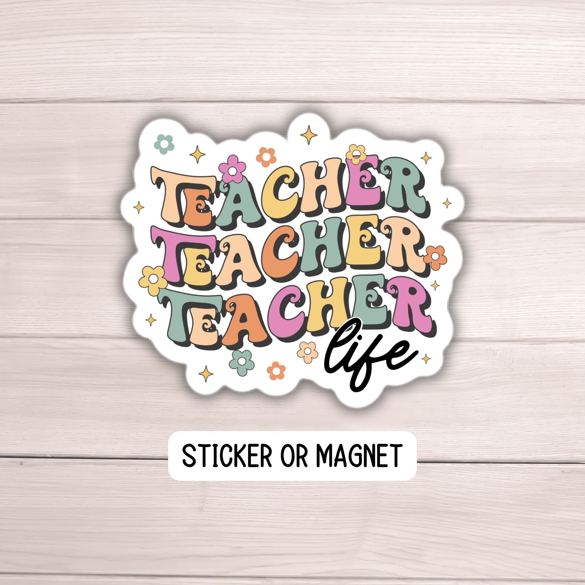 Retroteacher Sticker Magnet Teacher Appreciation Teacher Gift Retro ...