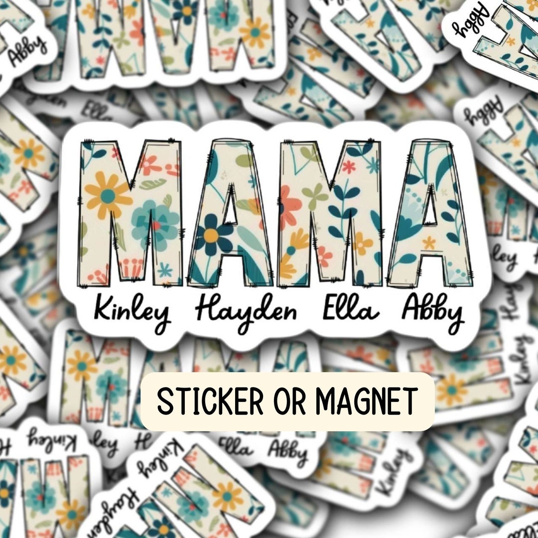 Personalized Mama Sticker Name Sticker Floral Boho Sticker Mom Sticker ...