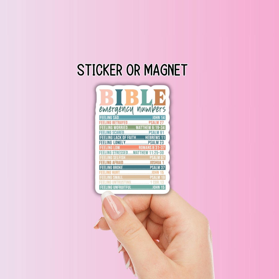 Bible Emergency Numbers Christian Sticker Verse Faith Gift for Her ...