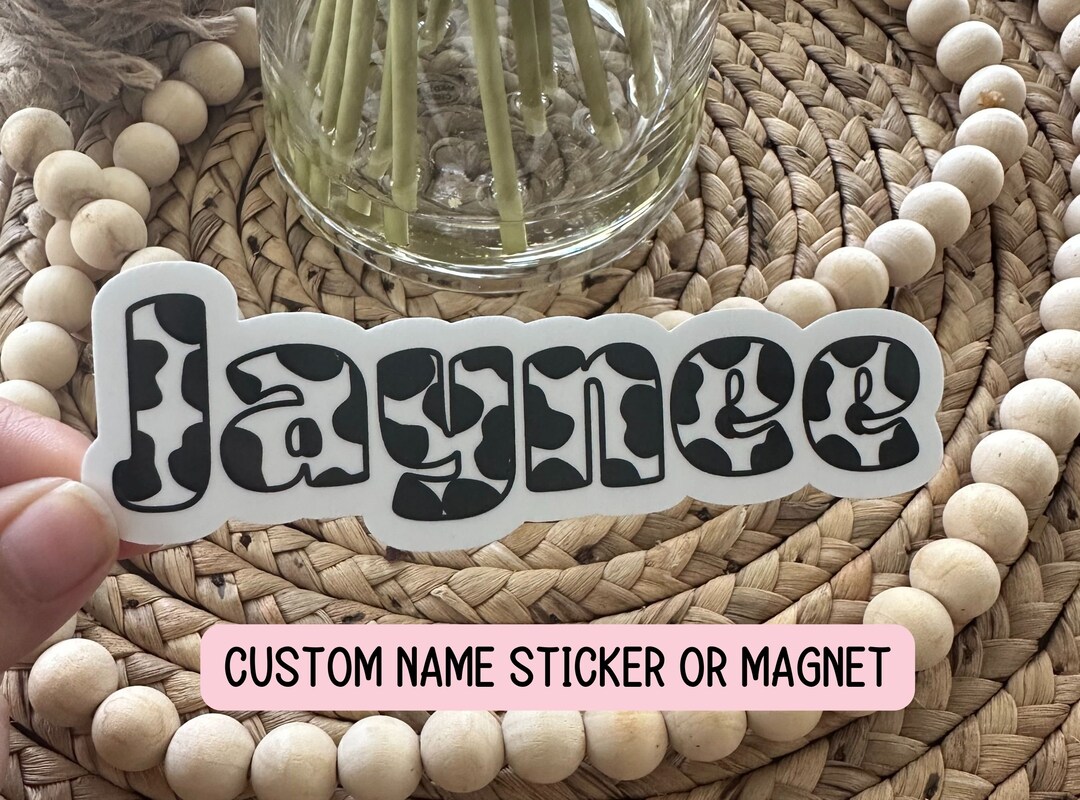 Cow Print Name Sticker Personalized Name Sticker Custom Name Magnet ...