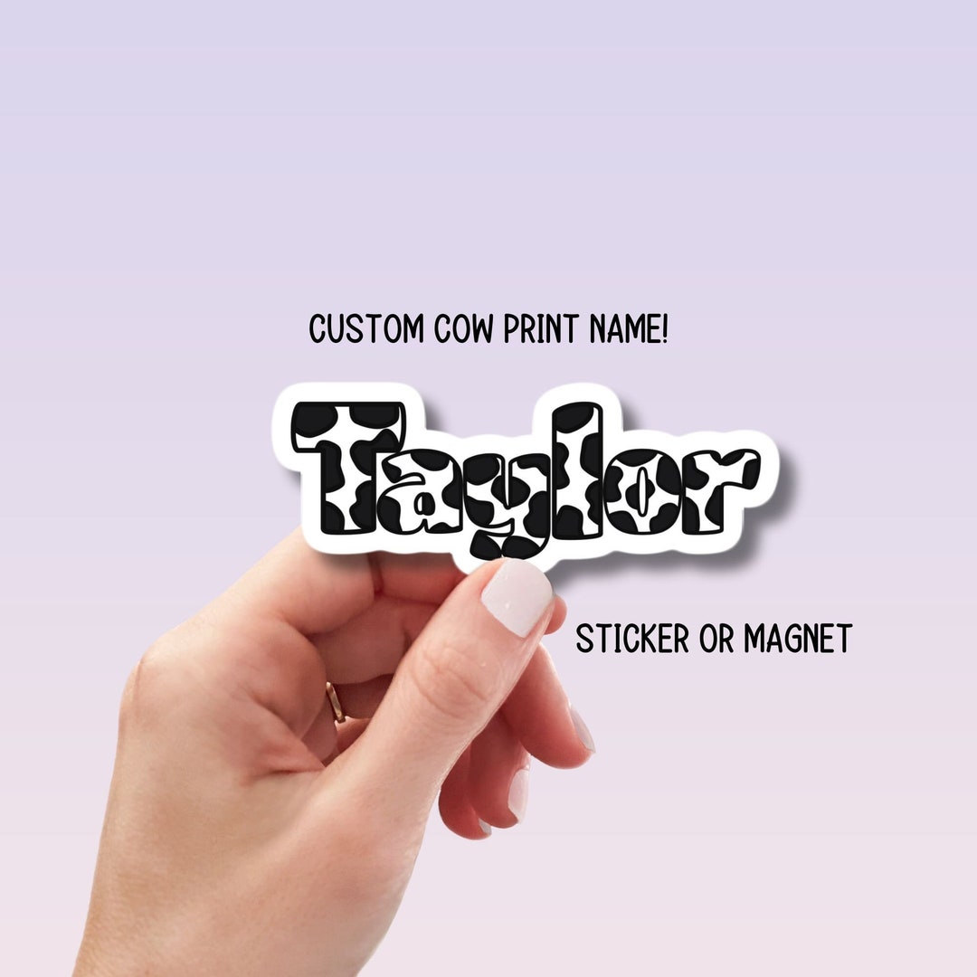 Cow Print Name Sticker Personalized Custom Name Stickers Name Magnet ...