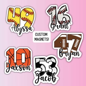 Custom Football Basketball Soccer Softball Baseball Number Magnet Team ...