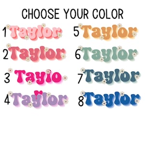 Custom Name Sticker Magnet Personalized Retro Font Flowers Girl Preppy ...