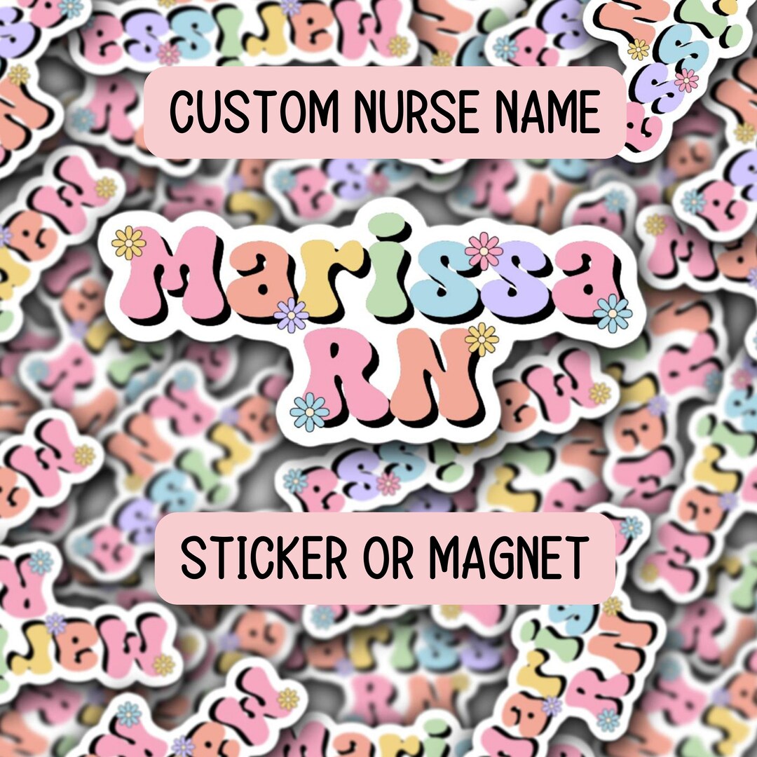 Custom Nurse Name Personalized Nurse Magnet Sticker Registered Nurse RN ...