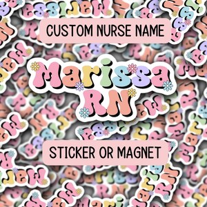 Custom Nurse Name Personalized Nurse Magnet Sticker Registered Nurse RN ...