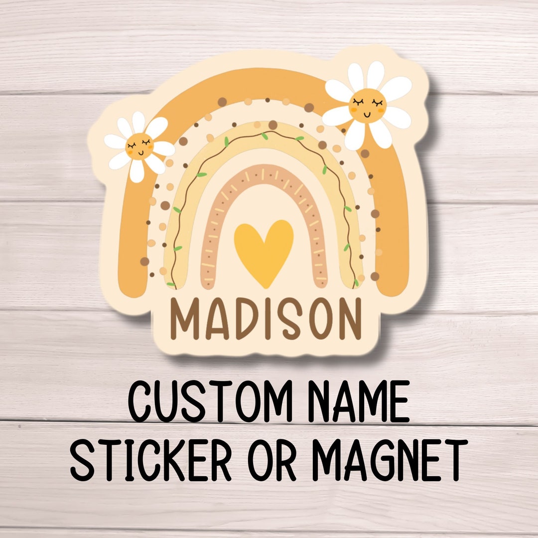 Kids Name Sticker Boho Rainbow Name Sticker Personalized Name Stickers ...