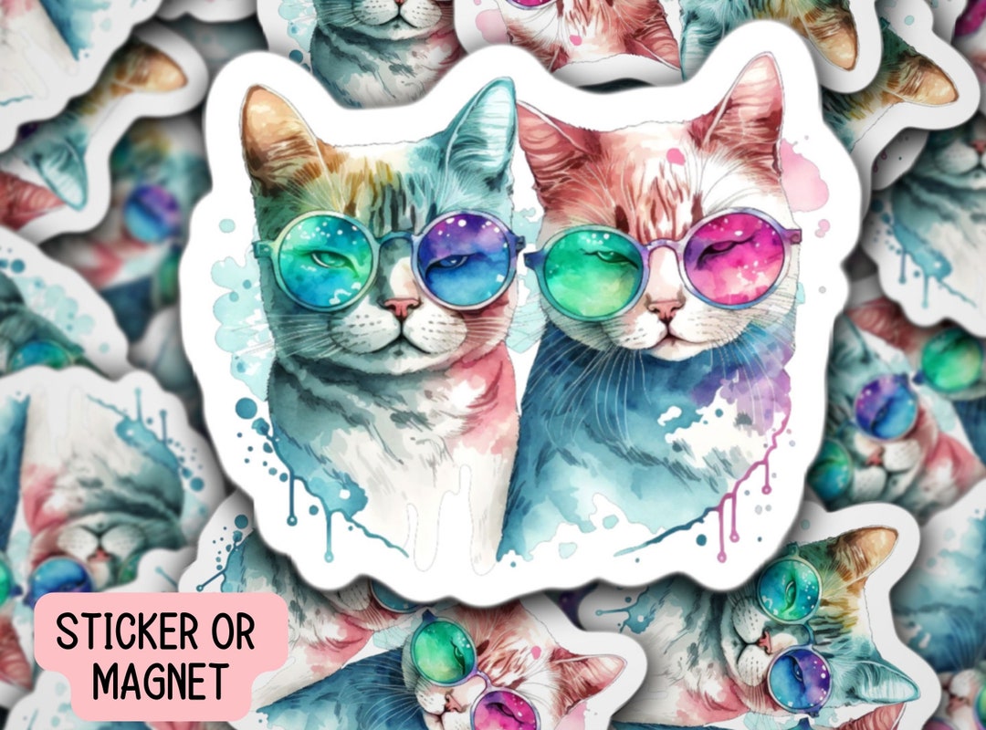 Cool Cats Sticker Cats With Glasses Cat Couple Cat - Etsy