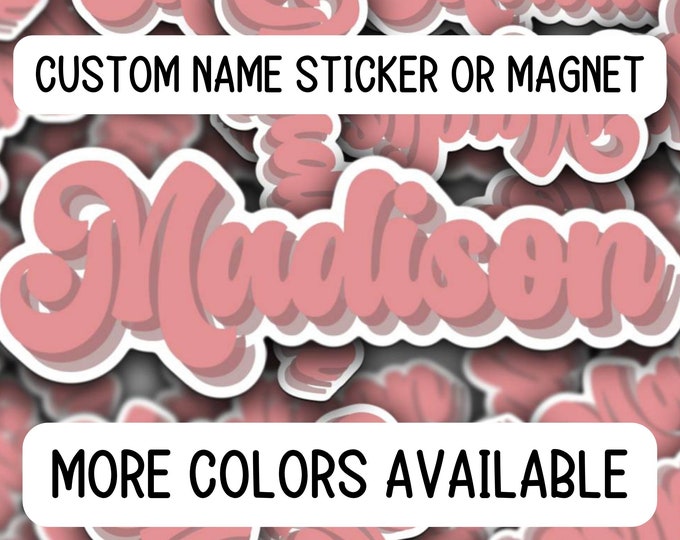 Custom Sticker, Custom Retro Name Sticker, Personalized Sticker, Custom ...