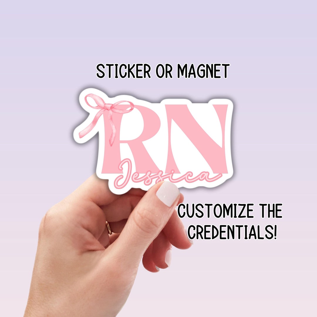 Nurse Sticker Coquette Nurse Name Ribbon Bow Pink Gift Personalized ...