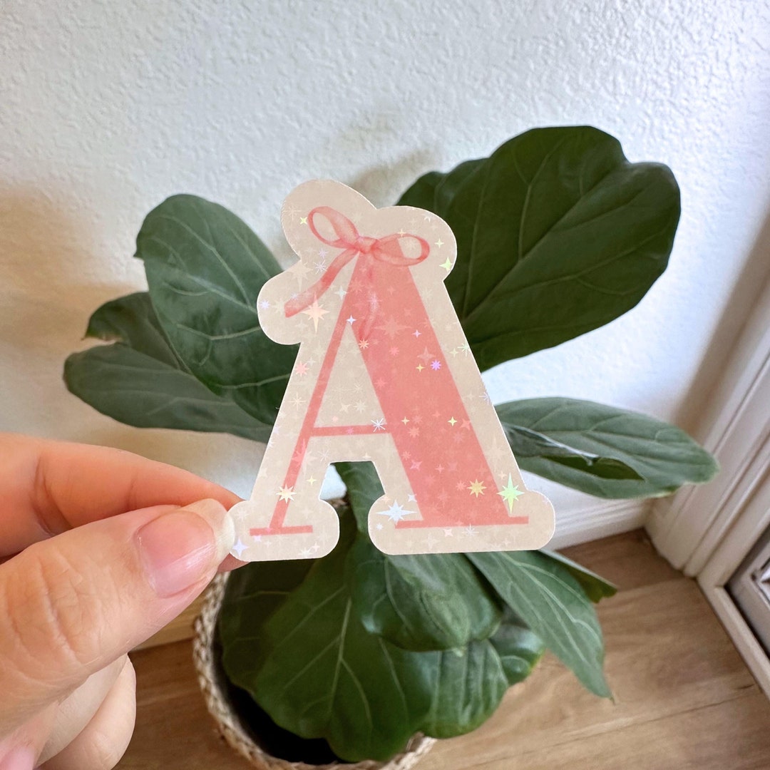 Coquette Monogram Sticker Holographic Initial Custom Personalized Girly ...