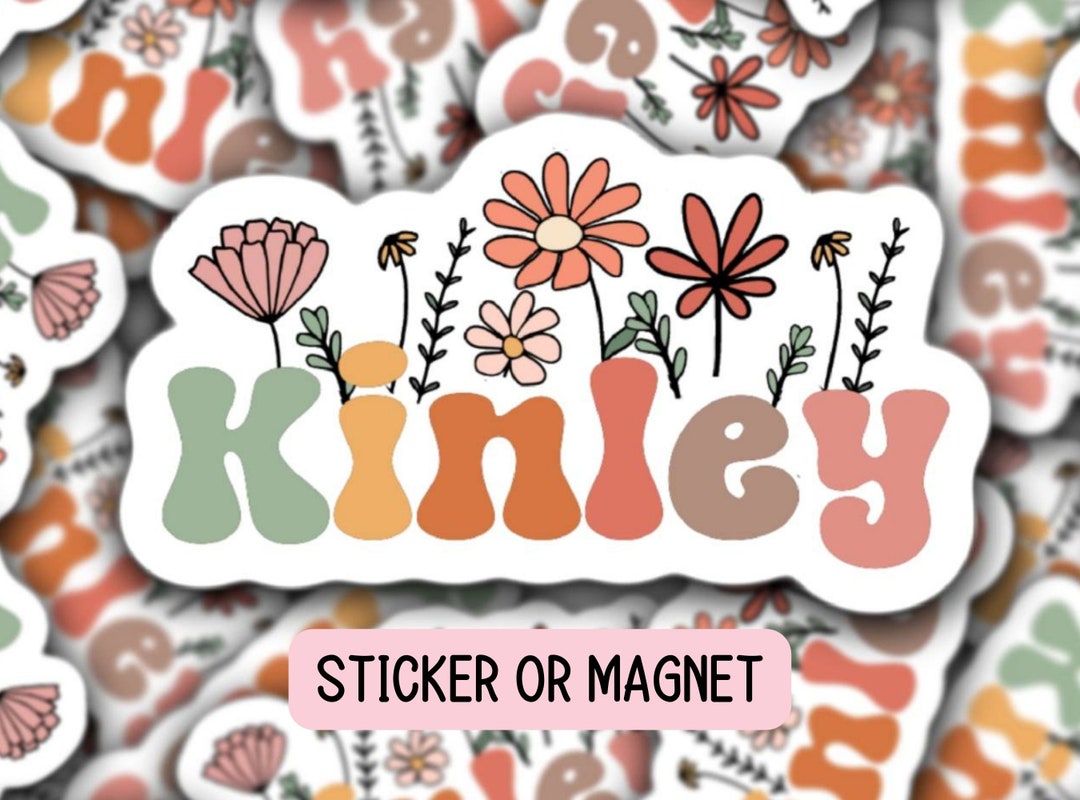 Retro Floral Name Sticker Personalized Name Stickers Custom Name ...