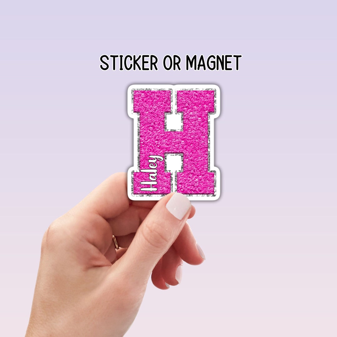 Chenille Name Sticker Water Bottle Sticker Chenille Letter Varsity Name ...