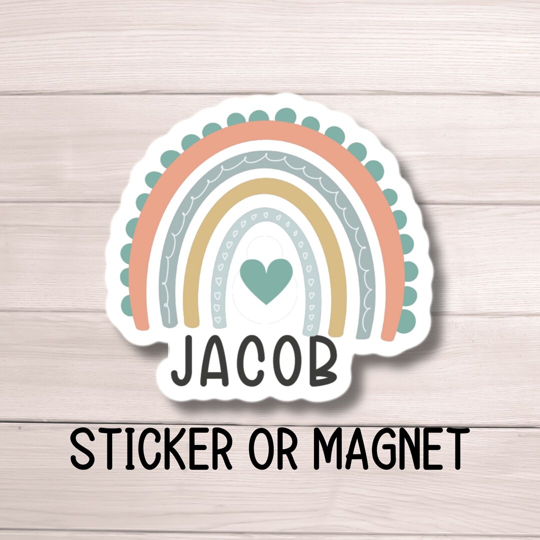 Kids Name Sticker Boho Rainbow Name Sticker Personalized Name Stickers ...