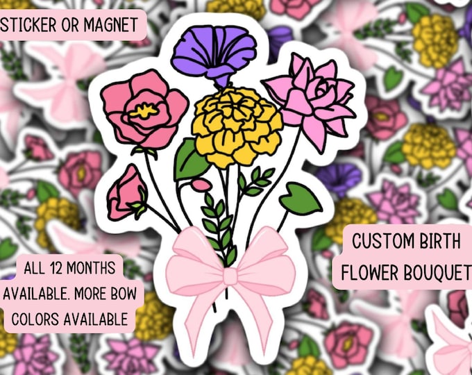 Birth Flower Sticker, Waterproof and Durable, Birth Month Stickers - Etsy