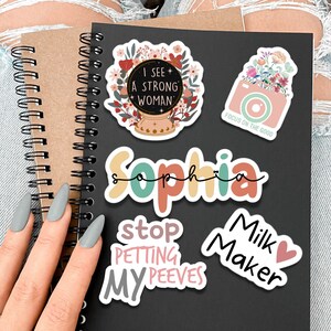 Personalized Mama Sticker, Name Sticker, Floral Boho Sticker, Mom ...